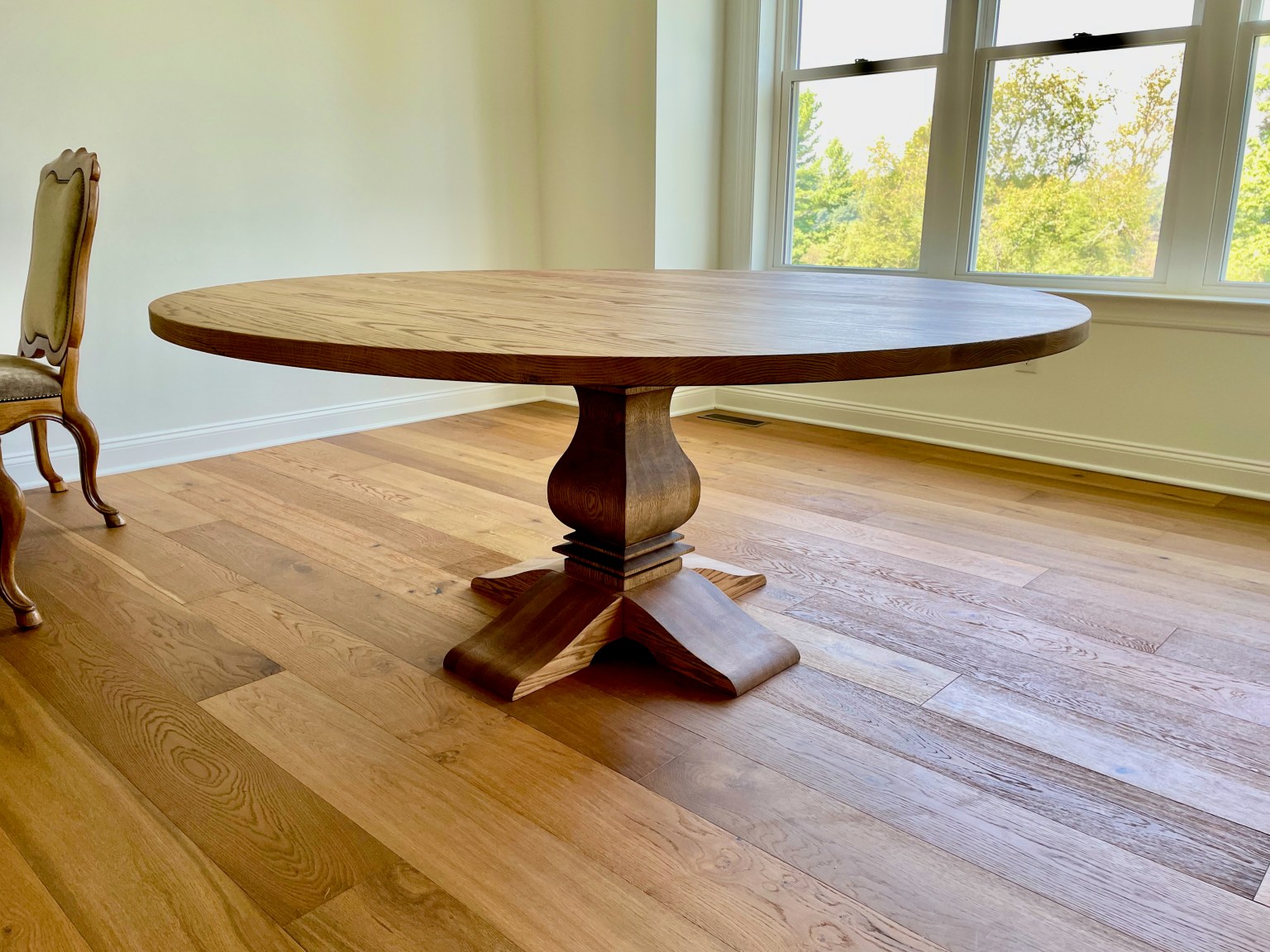Square Pedestal Round Table | Redirected Wood Company